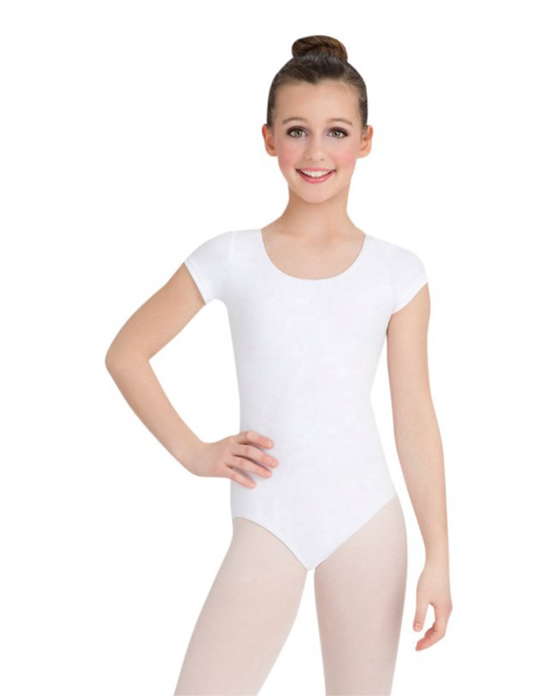 Capezio Classics Children's Short Sleeve Leotard,White,Medium 8-10