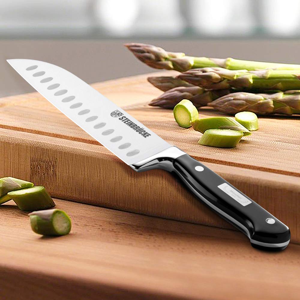 Gioventù Santoku Knife - 7 inch Kitchen Knife Forged from German Stainless Steel 5Cr15Mov(HRC58), Full Tang, Razor Sharp Blade for Slicing, Dicing&Chopping