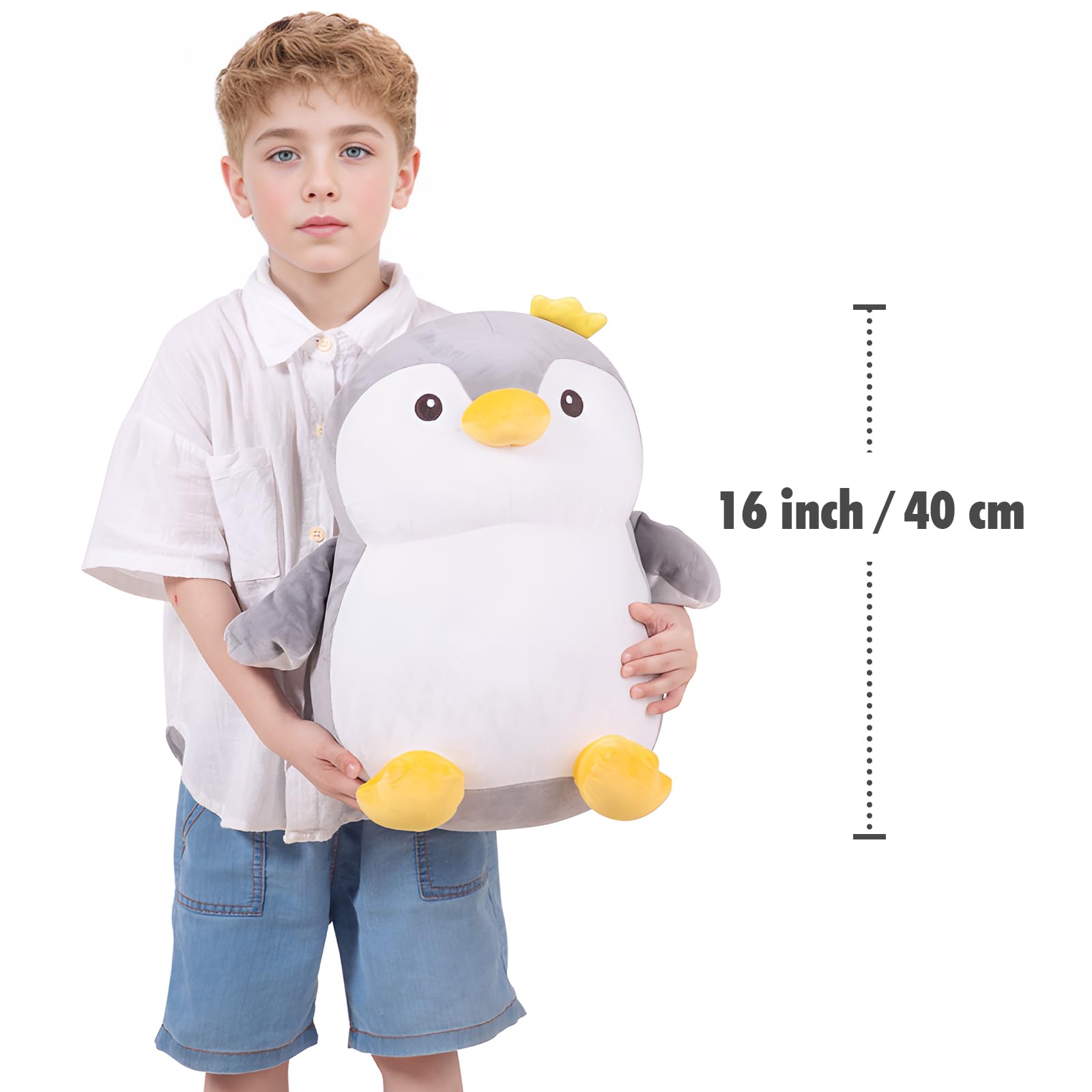 Kashabawangzi 16" Cute Giant Penguin Plush Soft Hugging Body Pillow,Large Penguin Stuffed Animals Toy Doll for Kids Birthday,Valentine,Easter Gift