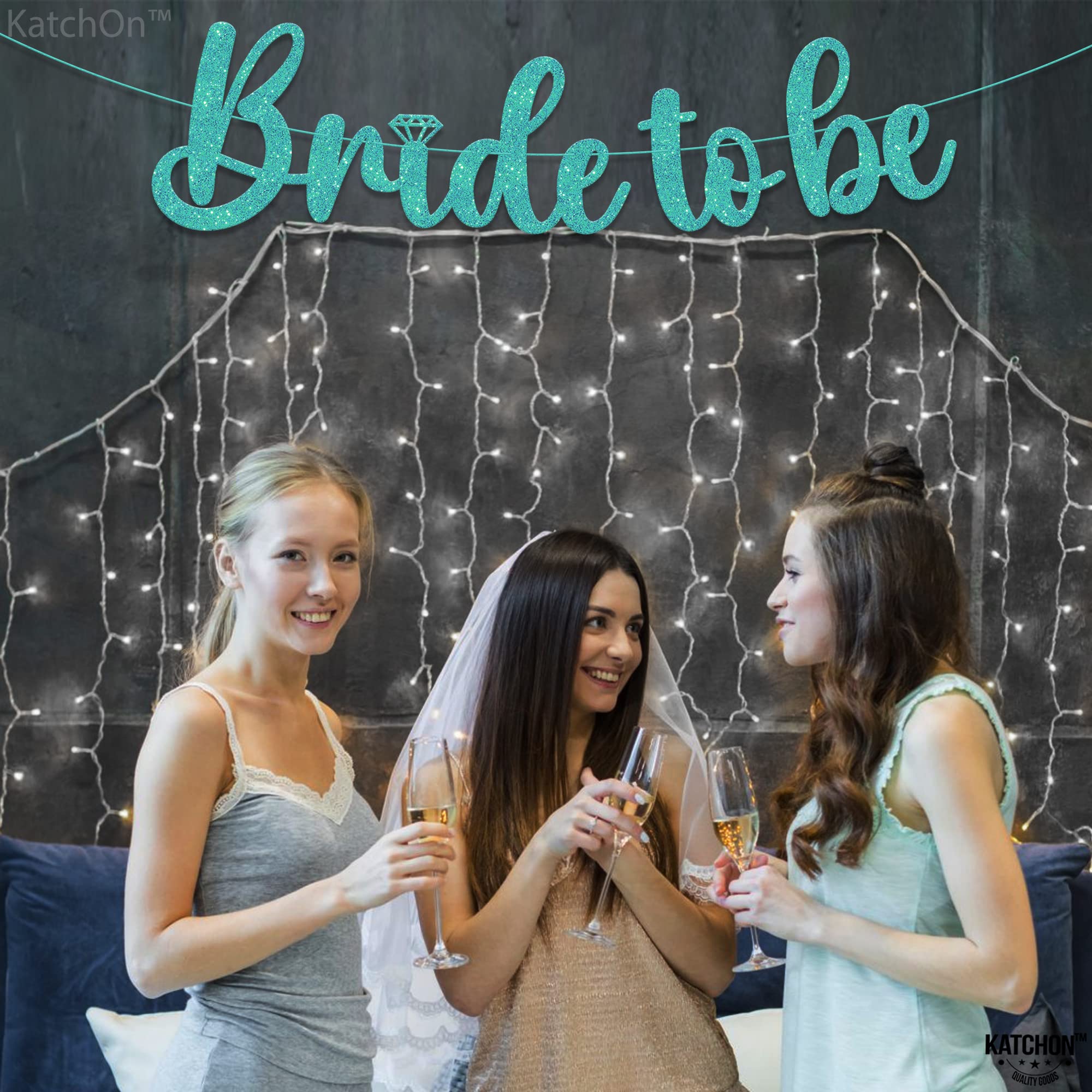 KatchOn, Blue Glitter Bride To Be Banner - 10 Feet, No DIY | Blue Bride to Be Sign for Bachelorette Party Decorations | Bridal Shower Banner for Bridal Shower Decorations | Bride To Be Decorations