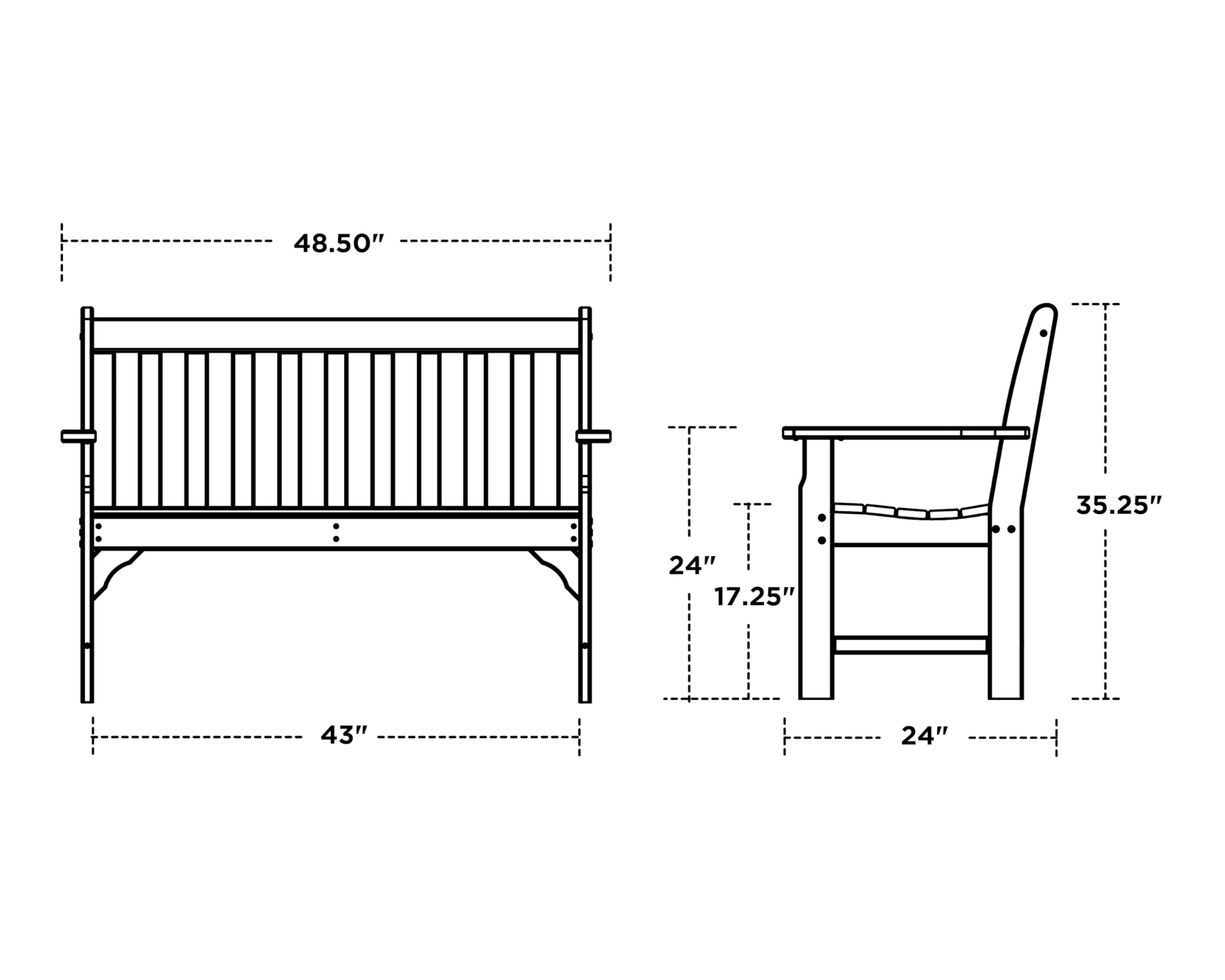 POLYWOOD Vineyard 48" Bench (Slate Grey)