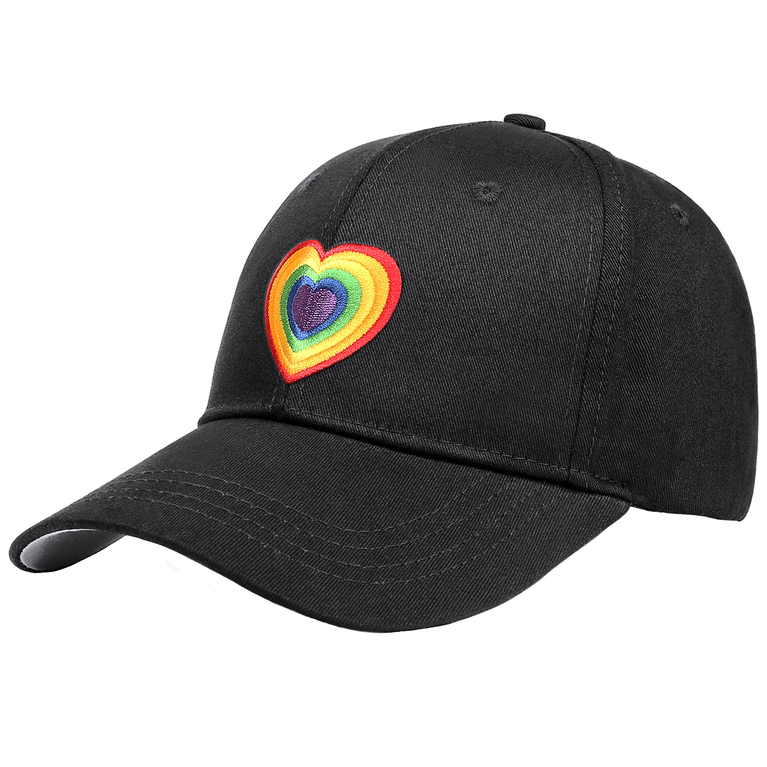 Dantacy Pride Rainbow Embroidered Hat for Men Women,Pride Lesbian Gay Bisexual Transgender LGBT Black Baseball Cap One Size