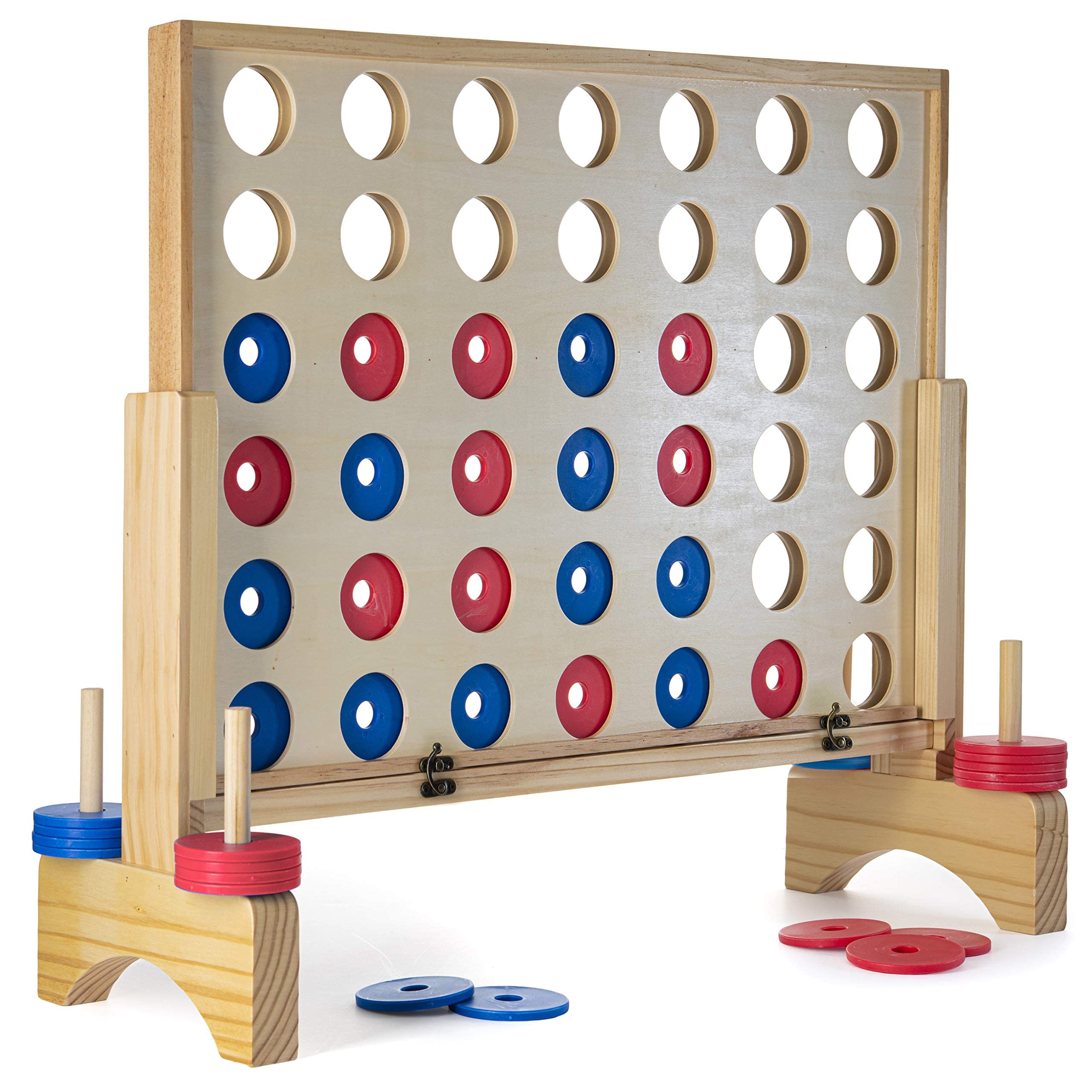 Prextex Giant 4 in A Row Connect Game with Travel Bag - Back Yard Games for Family and Friends - Includes Extra Large 42 Discs - Ideal for Team Building, Camping, Parties - Fun for All Ages, 24x27 in