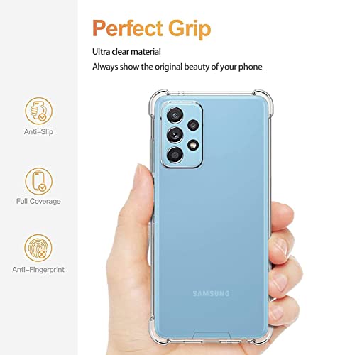 KIOMY πππ πππ Clear Case for Samsung Galaxy A23 4G 5G with 2pcs HD Tempered Glass Screen Protectors Transparent Cover for A23 4G LTE Hybrid Hard PC Back and Flexible TPU Frame Shockproof Bumper