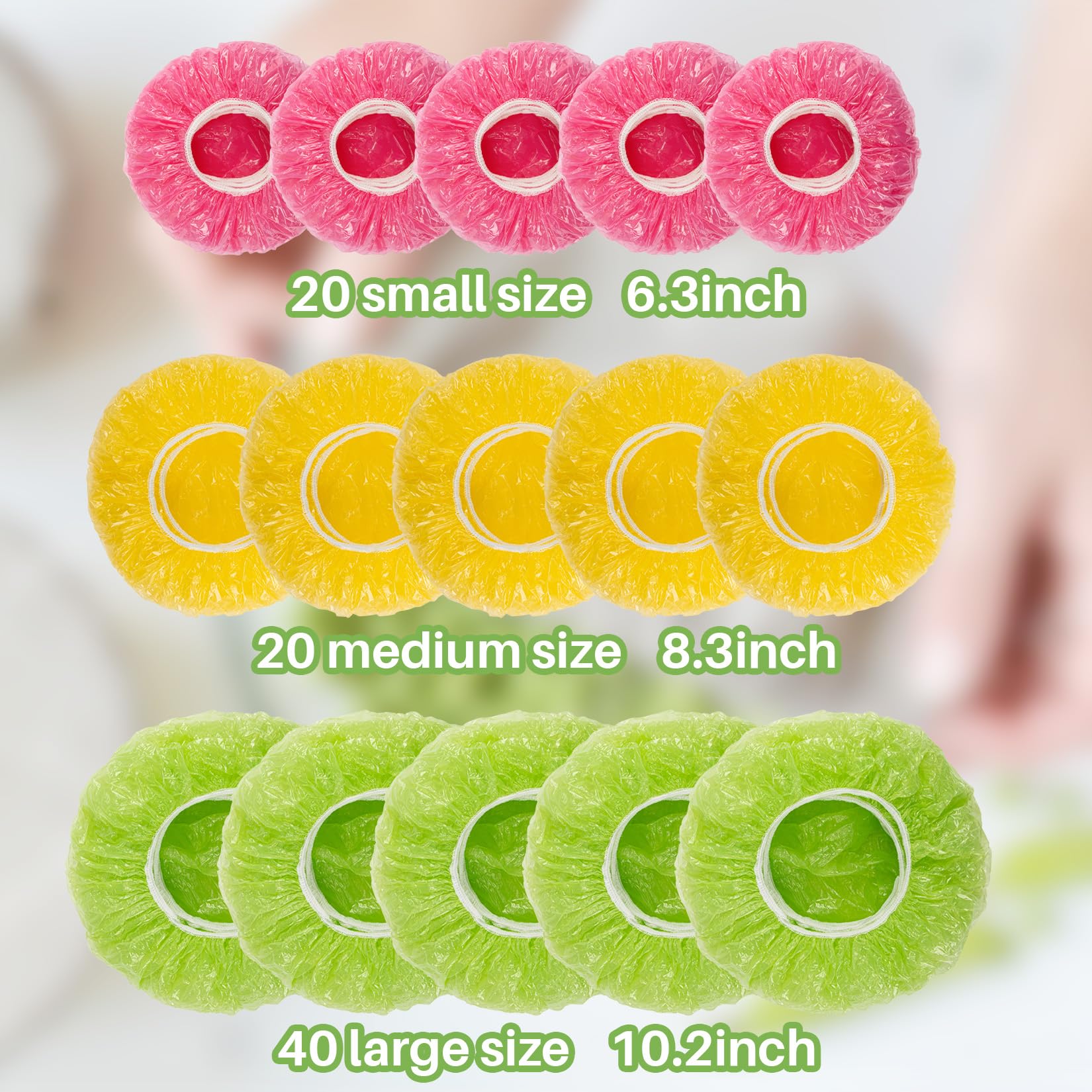 MAQIHAN 80Pcs Bowl Covers Reusable - Plastic Bowl Covers Elastic Reusable Fresh Keeping Bags Food Plastic Wrap Elastic Bowl Covers Reusable Plastic Food Covers Stretch Elastic Food Storage Covers