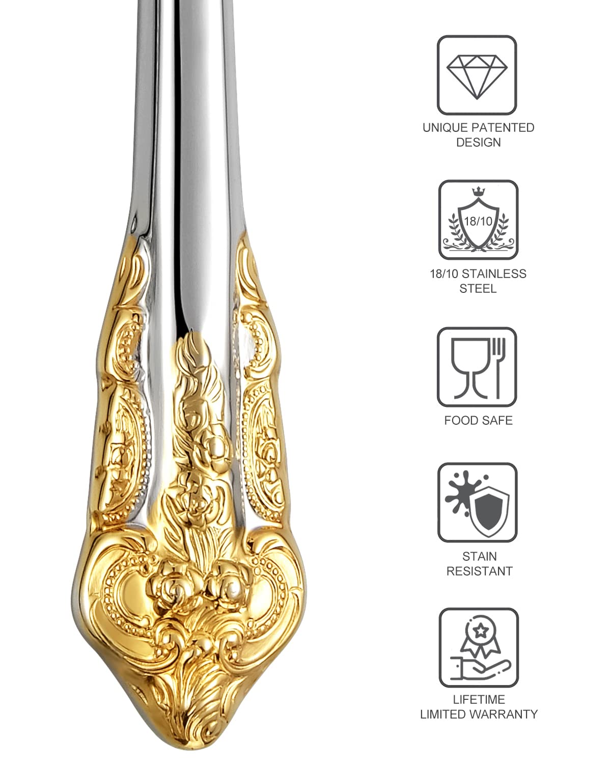 KEAWELL Gorgeous Wedding Cake Knife and Server Set, 18/10 Stainless Steel, Fine Luxury Cake Cutting Set (Gold Accent)