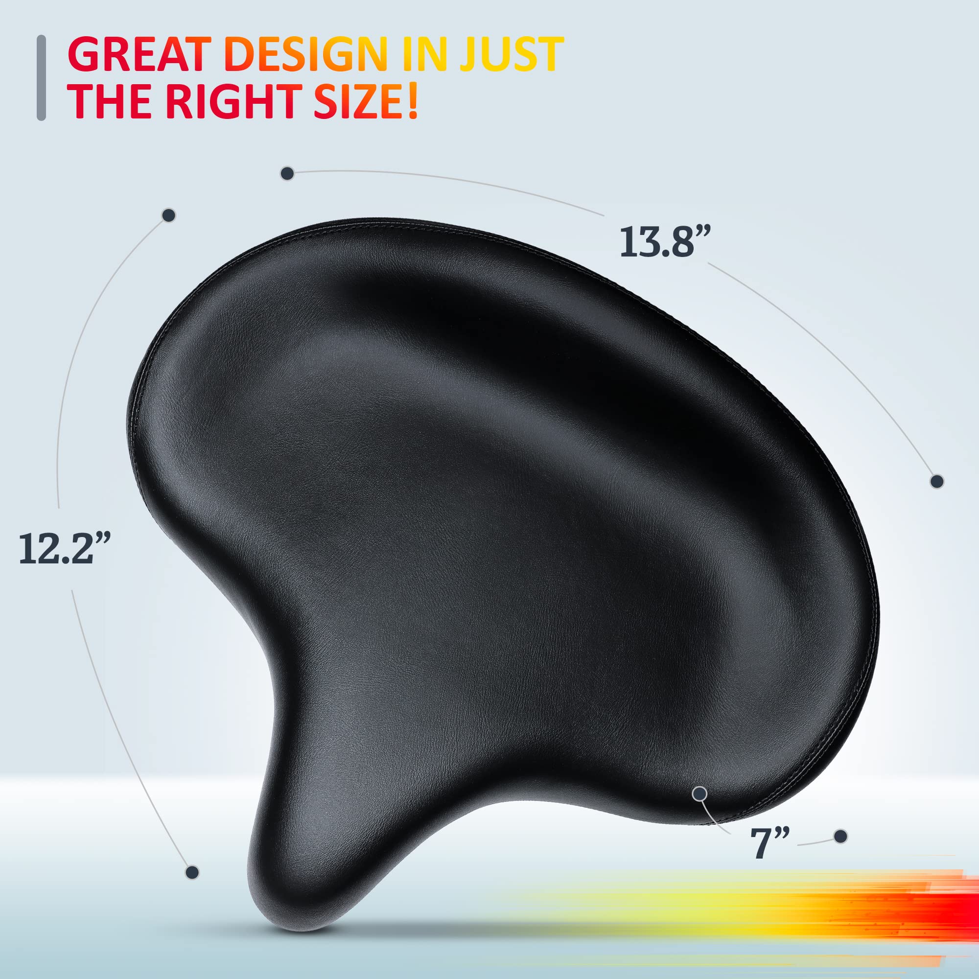 Comfortable Bike Seat Replacement - Wide Bike Saddle Memory Foam for Men Women - Universal Fit Indoor Outdoor