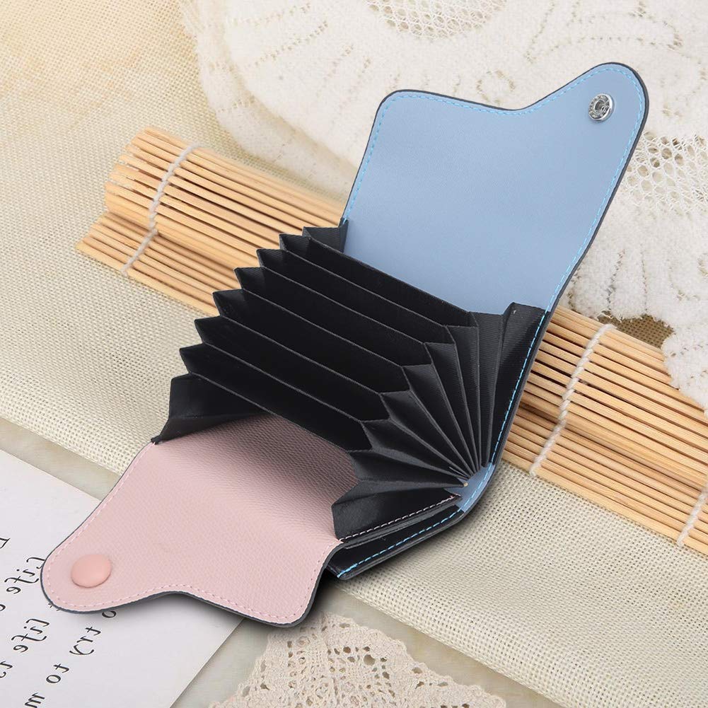 Ymiko Anti-Theft Card Bag Mini Credit Card Holder Portable Wallet Cartoon Cute Pattern PU Leather Change Pocket Purse for Women Men (Light Blue)