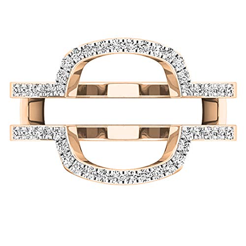 Dazzlingrock Collection 0.25 Carat (ctw) 14K Round Diamond Ladies Wedding Band Double Ring 1/4 CT, Rose Gold, Size 8