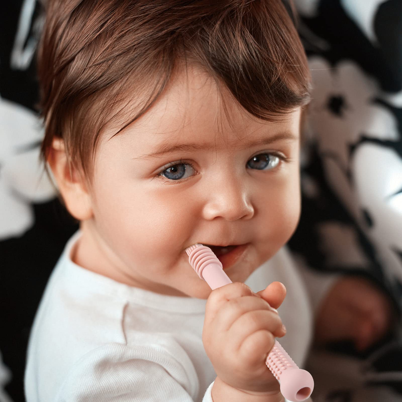 HAILI XMGQ Hollow Teething Tubes for Babies,6 Pack Chewy Straw Toy,Safe Silicone Baby Teethers Teething Toy 0-6 Months 6-12 Months