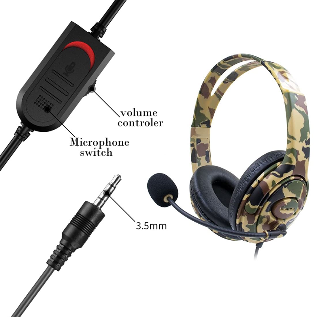 Deucalion Over Ear Headphones Wired Gaming Headset Earbud 3.5mm Jack for PS4 PS5 Phone PC Laptop Xbox One s Switch Kids Gift Present Online Course Class with Mic (Green)