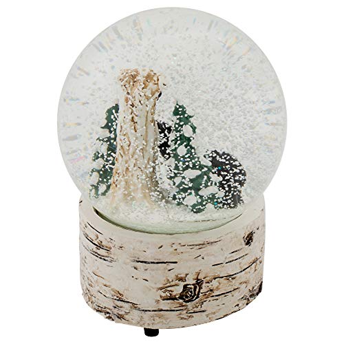 White Wash Wood Black Bear 5.5 inch Resin Decorative Snow Globe