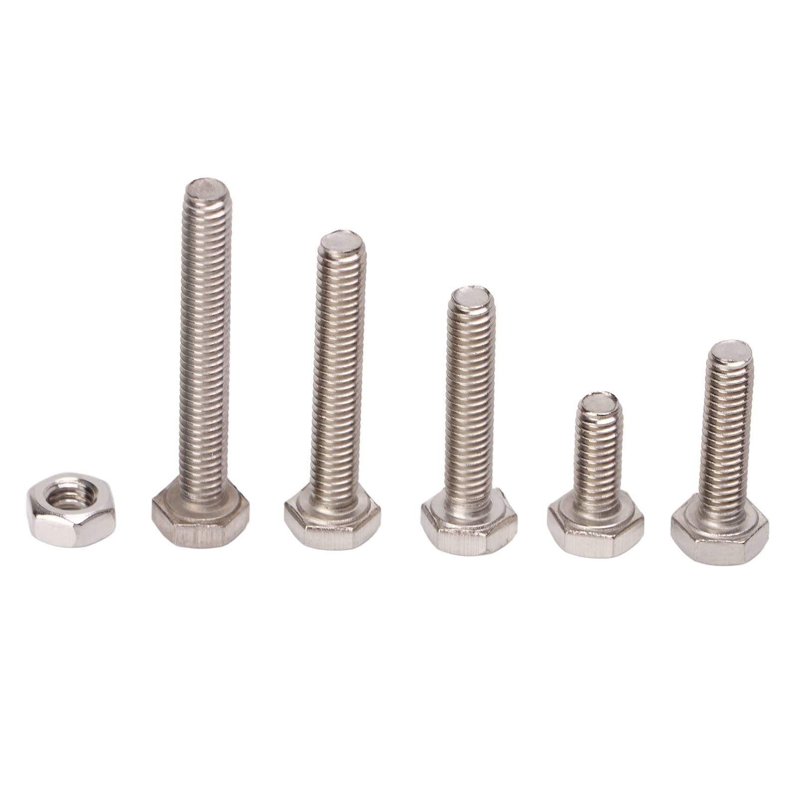 Heavy Duty Bolts Kit, Anti Oxidation Clear Thread Uniform Pitch 200PCS M4 Hex Bolts Screw Easy to Maintain 304 Stainless Steel for Industrial