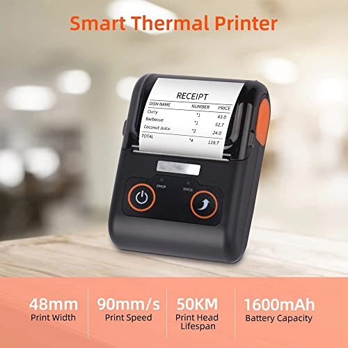 GAELOP DFHBFG Portable Receipt Printer 58MM Thermal Printer Mobile POS Printer BT Connection Compatible with Windows Android iOS