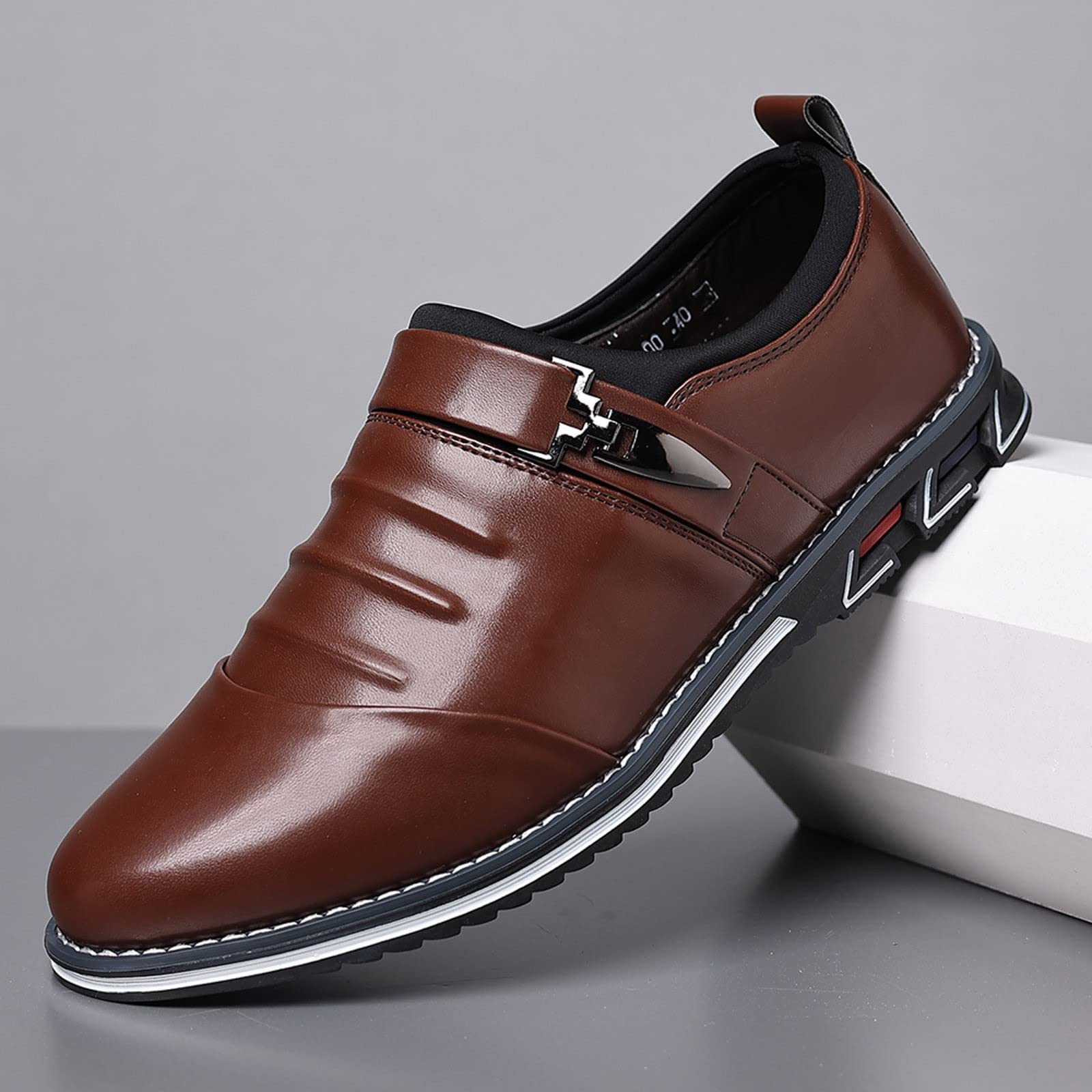 FASDNENDYS Fashion Style Men's Breathable Comfortable Business Lace Up Leisure Solid Color Leather Shoes Leather Boots Men Casual Brown