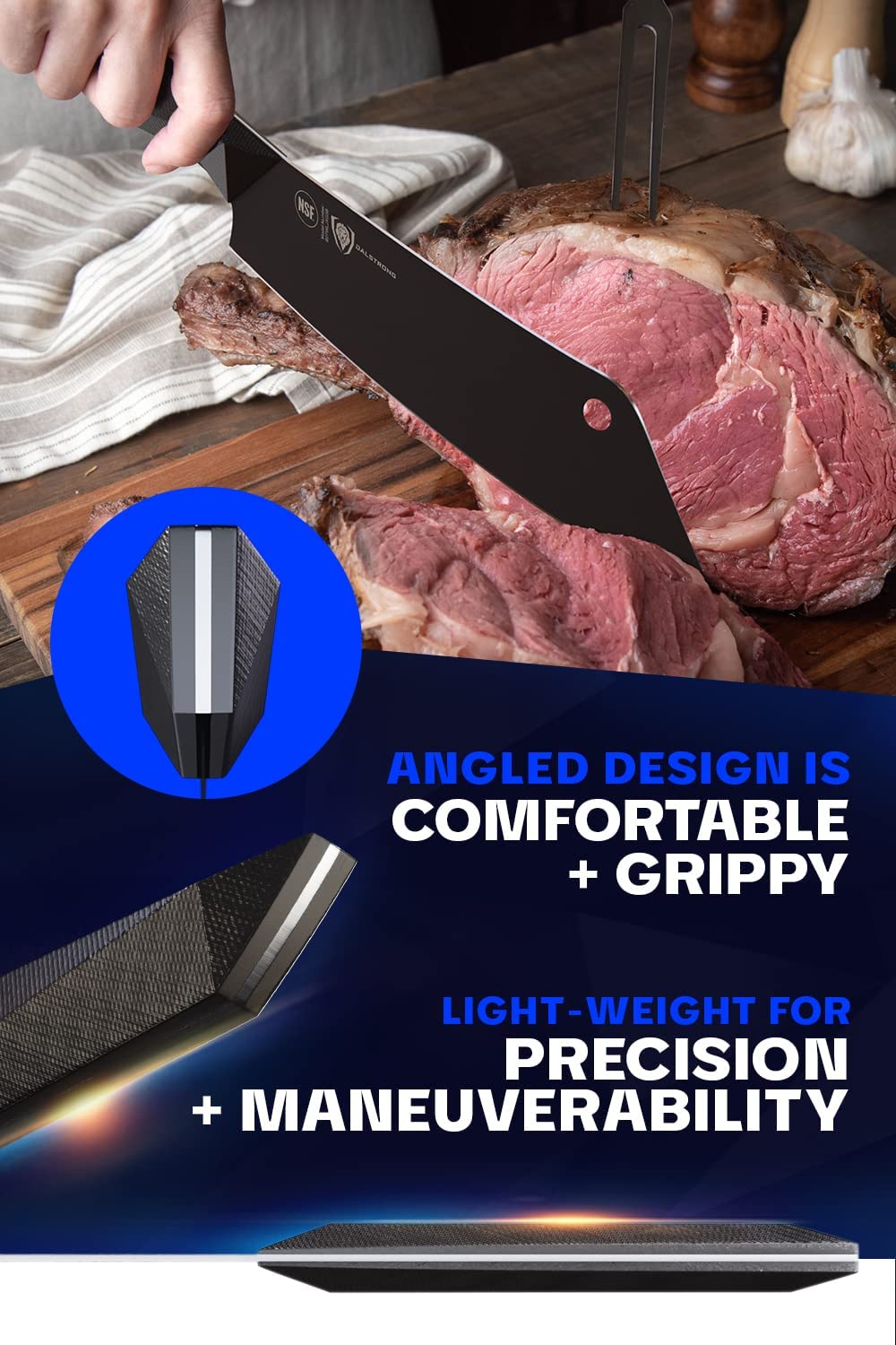 Dalstrong Hybrid Cleaver & Chef Knife - 8 inch - 'The Crixus' - Shadow Black Series - Razor Sharp Black Titanium Nitride Coated - High Carbon 7CR17MOV-X Vacuum Treated Steel - Sheath - NSF Certified