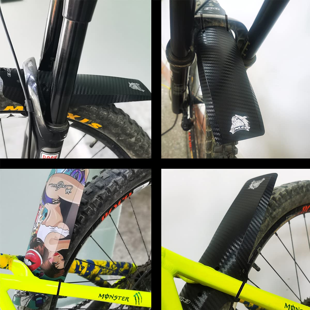 DERVISH 2PCS Mountain Bike Fender, Adjustable MTB Mud Guard, Front and Rear Compatible Mudguards, Easy to Install, Fits 26", 27.5", 29" Fat Tire Bikes and All Disc Brake Bicycles (K2)