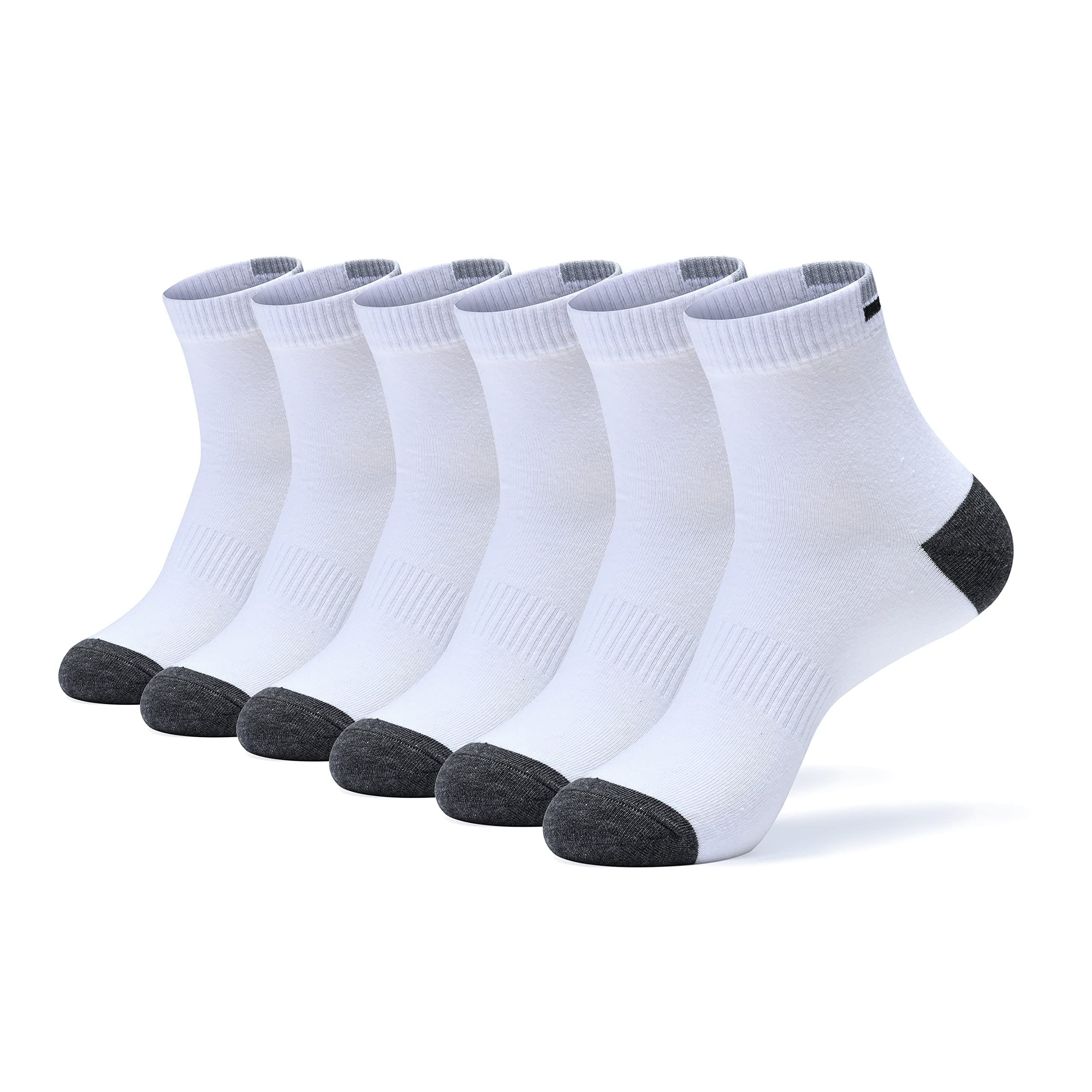 DASZGCB Summer Half Lightweight Athletic Socks,Quarter Running Sports Ankle Cotton Socks,White 6 pairs