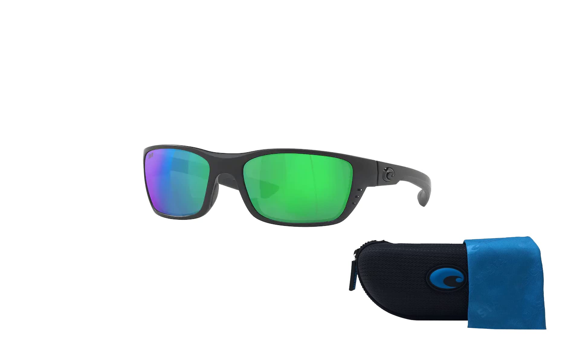 Costa Del Mar Whitetip 6S9056 905605 58MM 01 Blackout/Green Mirror 580P Plastic Polarized Square Sunglasses for Men + BUNDLE With Designer iWear Eyewear Kit