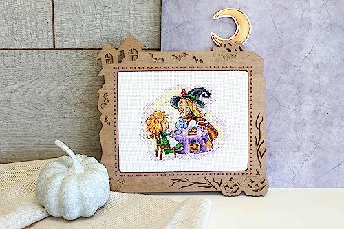 MP Studia Cross Stitch Embroidery Kits for Adults and Beginners Autumn - Afternoon Tea 11x12cm/4.33x4.72 14ct.