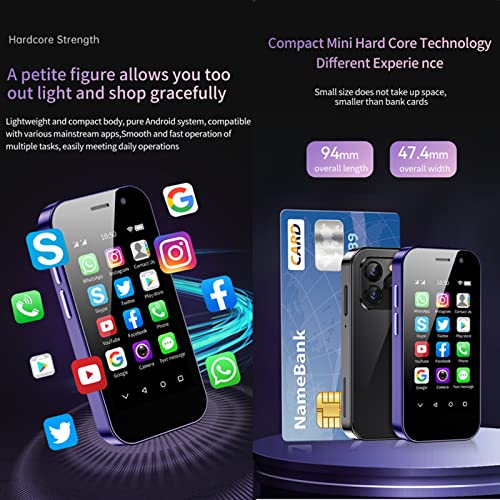 Soyes XS14Pro Mini 4G Smartphone 3.0 Inch Quad Core Dual Sim Ultra Thin Unlocked Card Mobile Phone WiFi Bluetooth Hotspot Student Pocket Cellphone (Black 2GB RAM 16GB ROM)