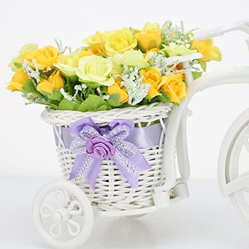 DAMEING Bicycle Artificial Flower Tricycle Flower Basket Garden Nostalgic Bicycle Artificial Flower Decor Plant Stand Mini Bicycle Flower Stand for Home Wedding Decoration