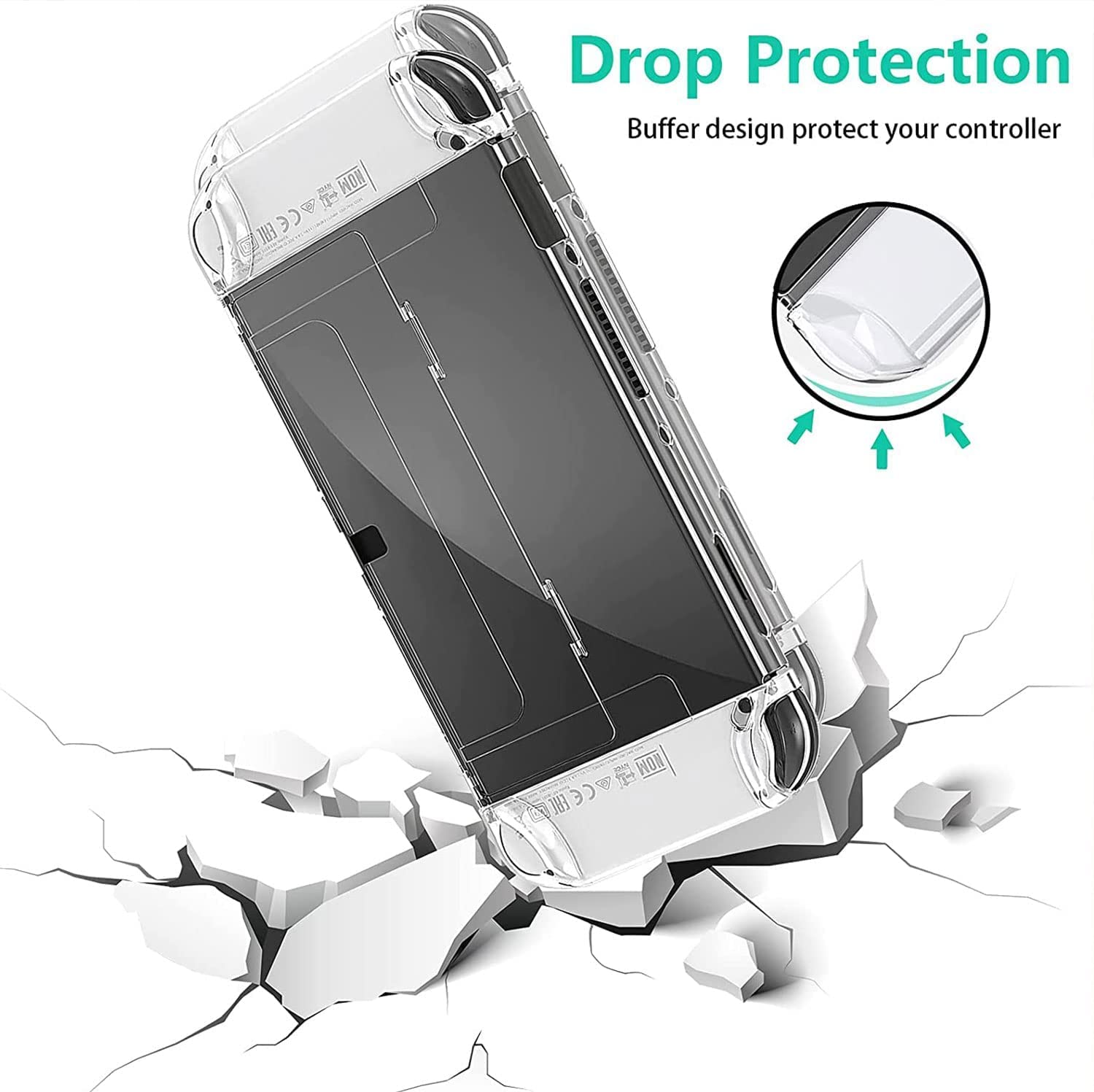 Dockable Clear Case for Nintendo Switch | 3 in 1 Protective Case Cover for Nintendo Switch and Joy-Con Controller with Clear Grip | Cover Shock-Absorption and Anti-Scratch Design (Crystal Clear).
