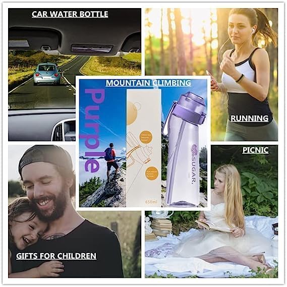 MQB Pink Air Up Bottle, 650 ml Drinking Bottle with Flavour, with 7 Fruit Flavour Pods Scented, Air Bottle Starter Set, Leak-proof Cup for Gym, Running, Outdoor, Water Bottle Air Up Bottle