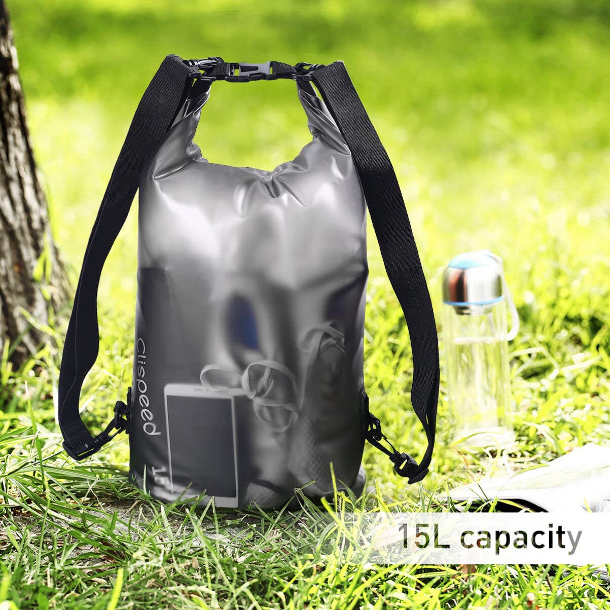 CLISPEED Waterproof Dry Bag Matte Backpack for Boating Kayaking Fishing Rafting Swimming Floatingmming Floating (15L)