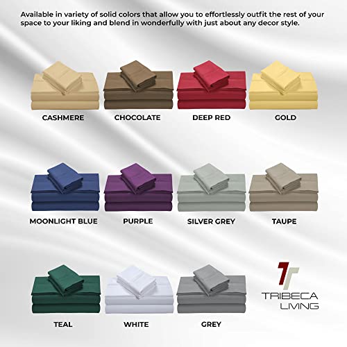 Tribeca Living MF110DPSSQUPU Solid Deep Pocket Sheet Set, Queen, Purple