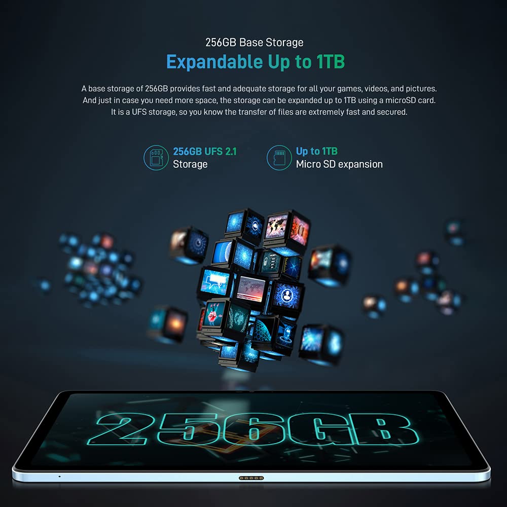 DOOGEE T20 Tablet 2023, 2K Display 10.4 Inch Android 12 Tablets, Octa-Core 15GB+256GB, 2.4G/5G Wi-Fi, 8300mAh Battery, 16MP+8MP, Split Screen, GPS, OTG, Hi-Res Audio&TÜV Rheinland Certified, Blue