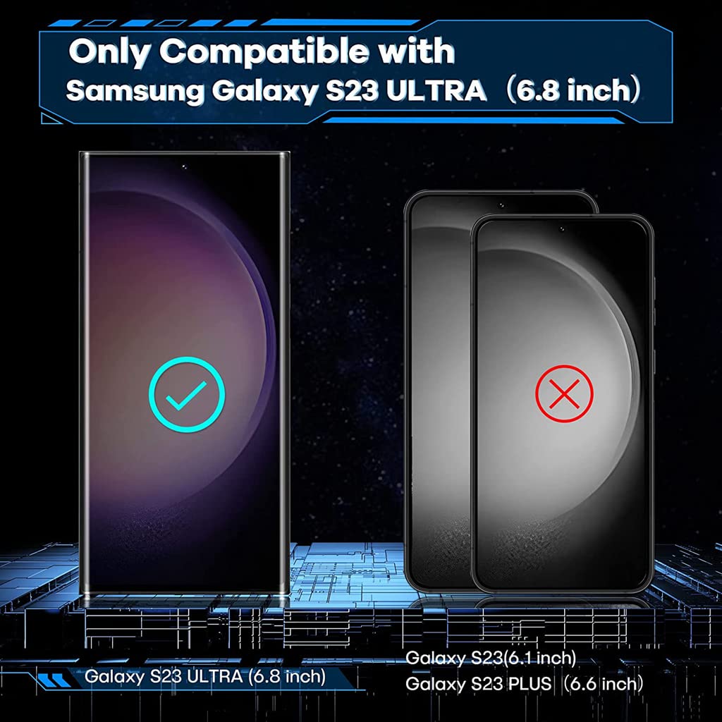 Galaxy S23 Ultra Screen Protector 【2+2 Pack】With 2 Pack Tempered Glass Camera Lens Protector, Compatible Fingerprint, Easy Installation, 3D Glass Full Coverage 9H Hardness Tempered Glass Screen Protector for Samsung Galaxy S23 Ultra 5G