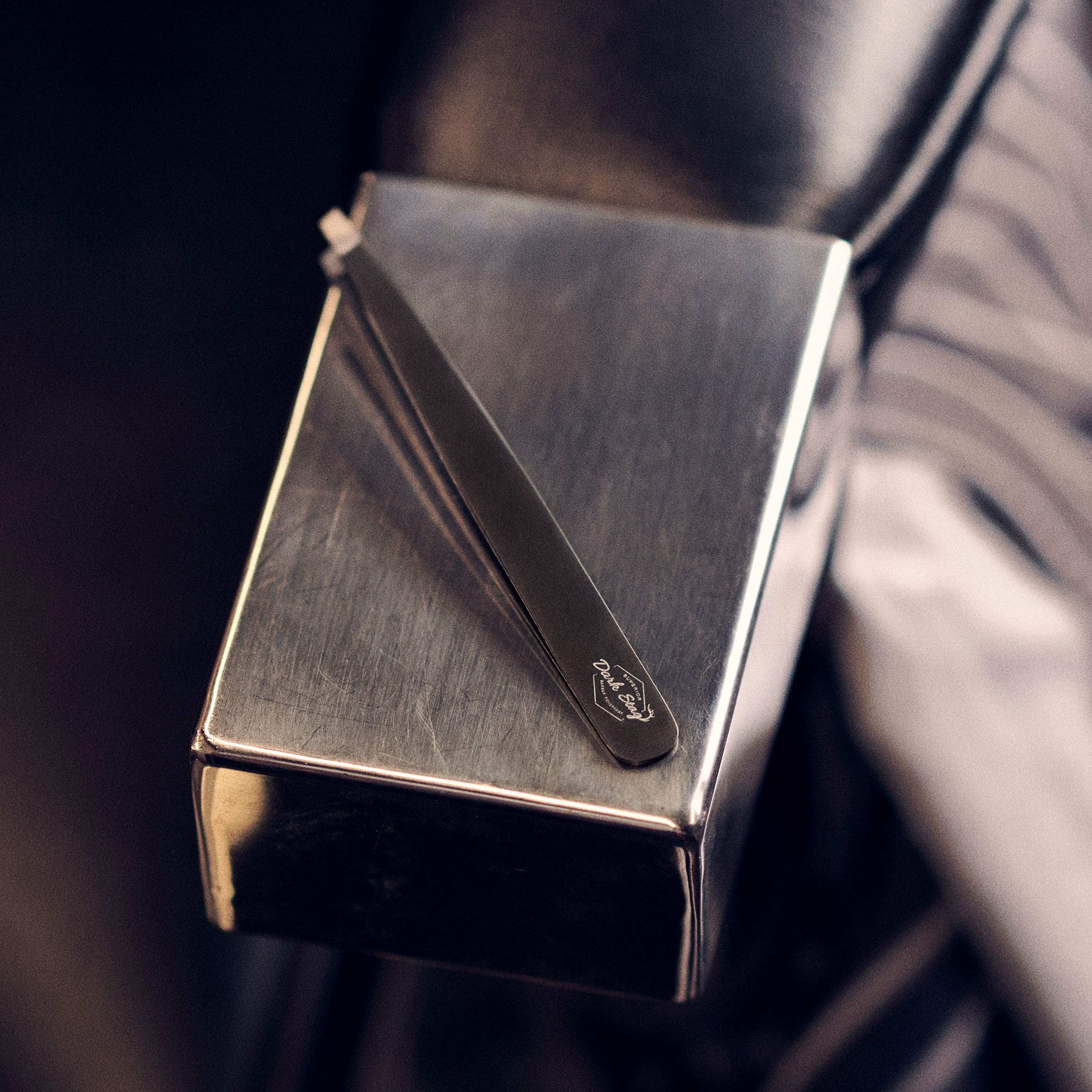 Dark Stag Men's Professional Tweezers with Sharp, Slanted Edge and Micro-fine Tip