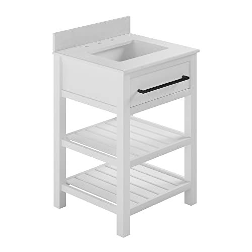 DHP Camden 24” Bathroom Vanity, White with Black Towel Rack