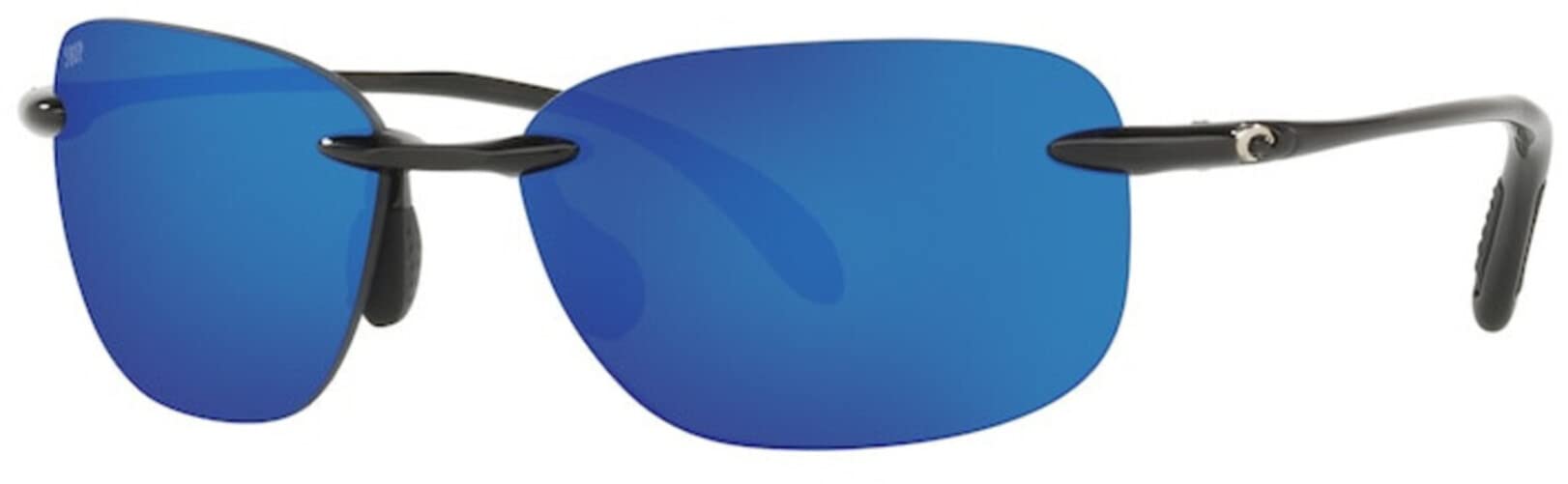 Costa Del Mar Men's Seagrove Rectangular Sunglasses, Shiny Black/Blue Mirrored Polarized-580P, 58 mm