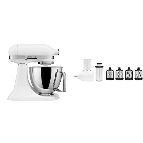 Kitchenaid Artisan Mini Plus 3.5-Qt. Tilt-Head Stand Mixer with Flex Edge Beater and Meat Grinder Attachment, Matte White