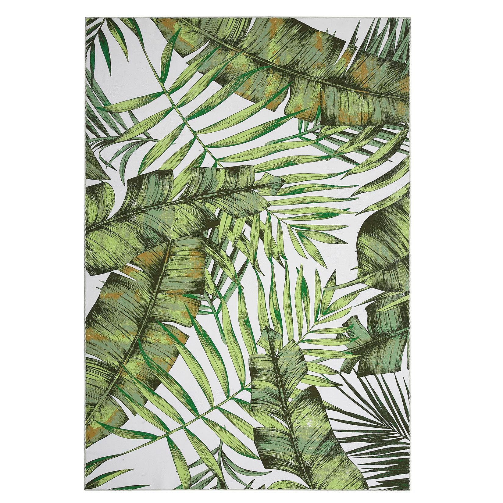 CAREMEE 8x10 Washable Area Rug Palm Tree Leaf Area Rug Indoor Throw Carpet Rug Non Slip Low Profile Non-Shedding Large Area Rug Thin Rug for Living Room Bedroom Kitchen, 8'x10' Green