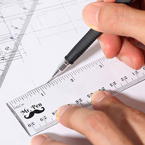 Mr. Pen- Ruler, Rulers 12 inch, Pack of 3, Clear Ruler, Plastic Ruler, Drafting Tools, Rulers for Kids, Measuring Tools, Ruler Set, Ruler inches and Centimeters, Transparent Ruler