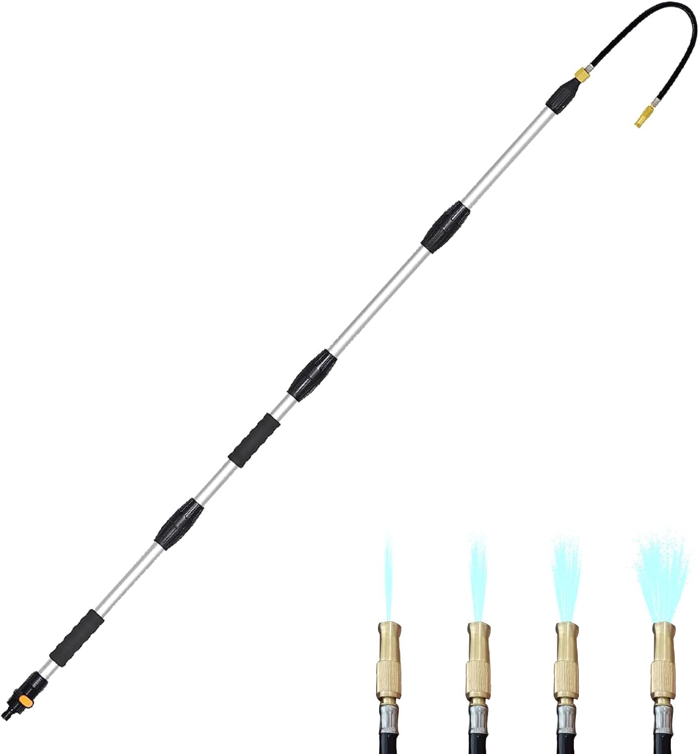 CooptryPoul Gutter Cleaning Tools From The Ground,7FT Gutter Cleaners Rain with 4 Extension Wand Bendable Gutter Wand & 4 Spray Patterns for Gutter Guard Roof Patio, AL01
