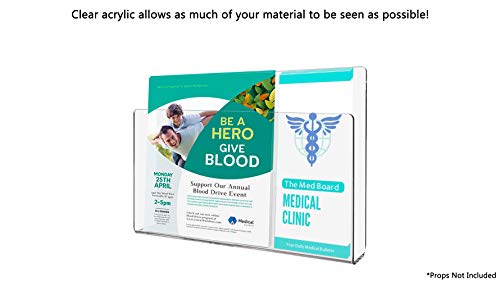 Marketing Holders 12" W Wall Chart or Tablet Holder Magazine Hospitals Clinics Open Pocket Open Sides Hanging Folder Horizontal Organizer Patient Charts Medical