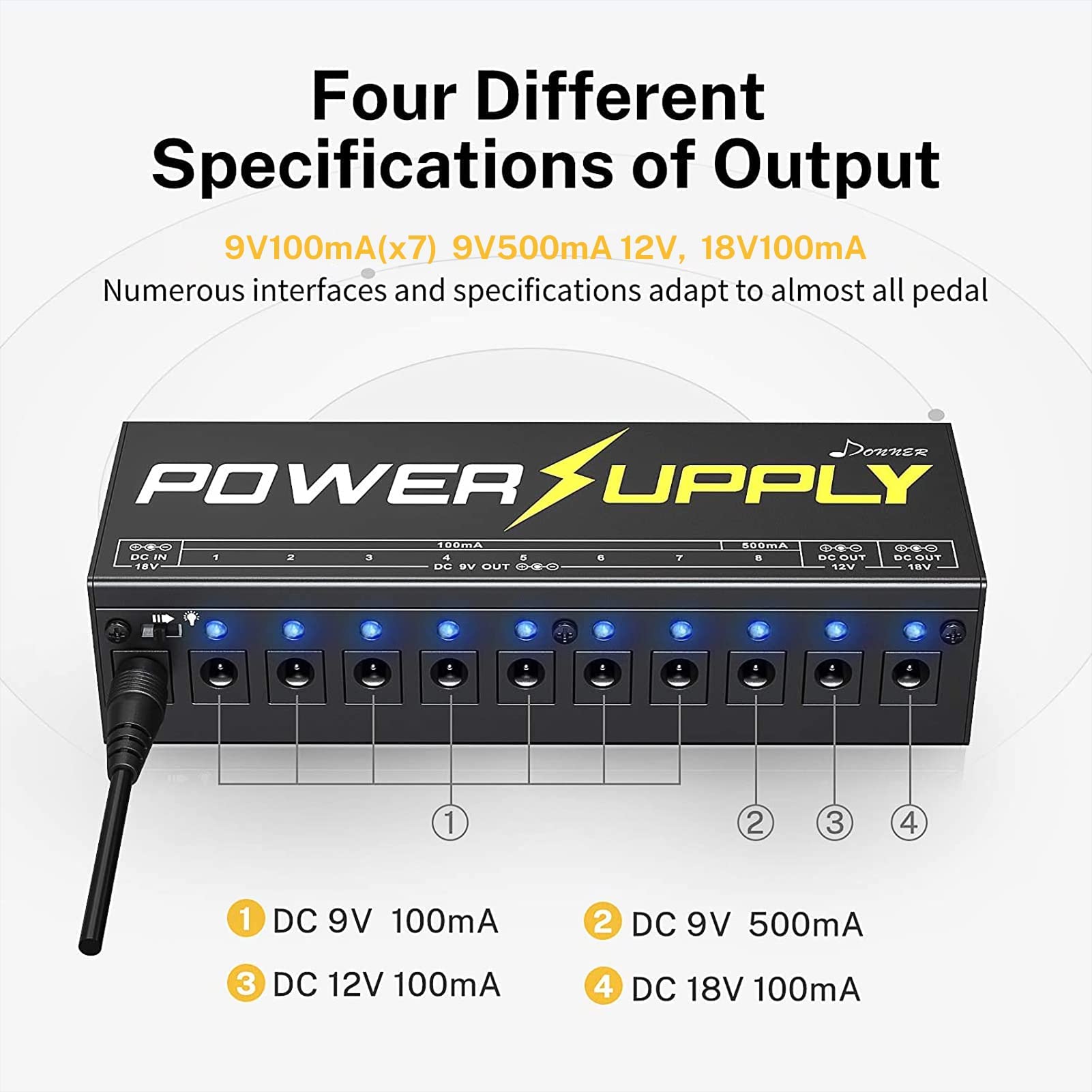 Donner Wah Guitar Pedal & DP-1 Guitar Power Supply 10 Isolated DC Output for 9V/12V/18V Effect Pedal Visit the Donner Store