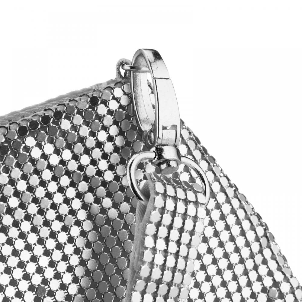 Crystal Rhinestone Purse for Party, Clutch Purses for Women Wedding Evening Handbags (Silver)