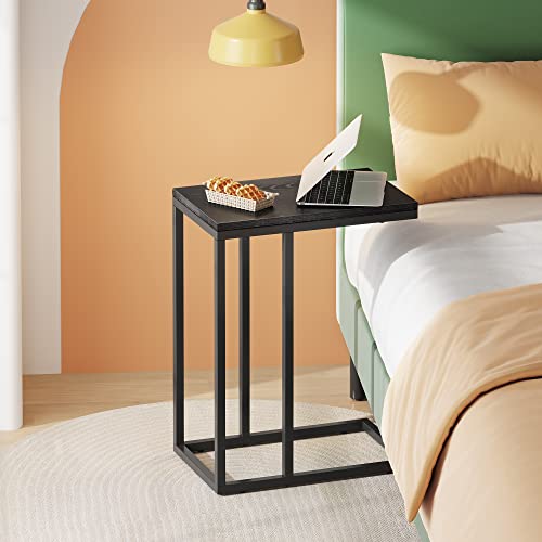 WLIVE Side Table, C Shaped End Table for Couch, Sofa and Bed, Large Desktop C Table for Living Room, Bedroom, Black
