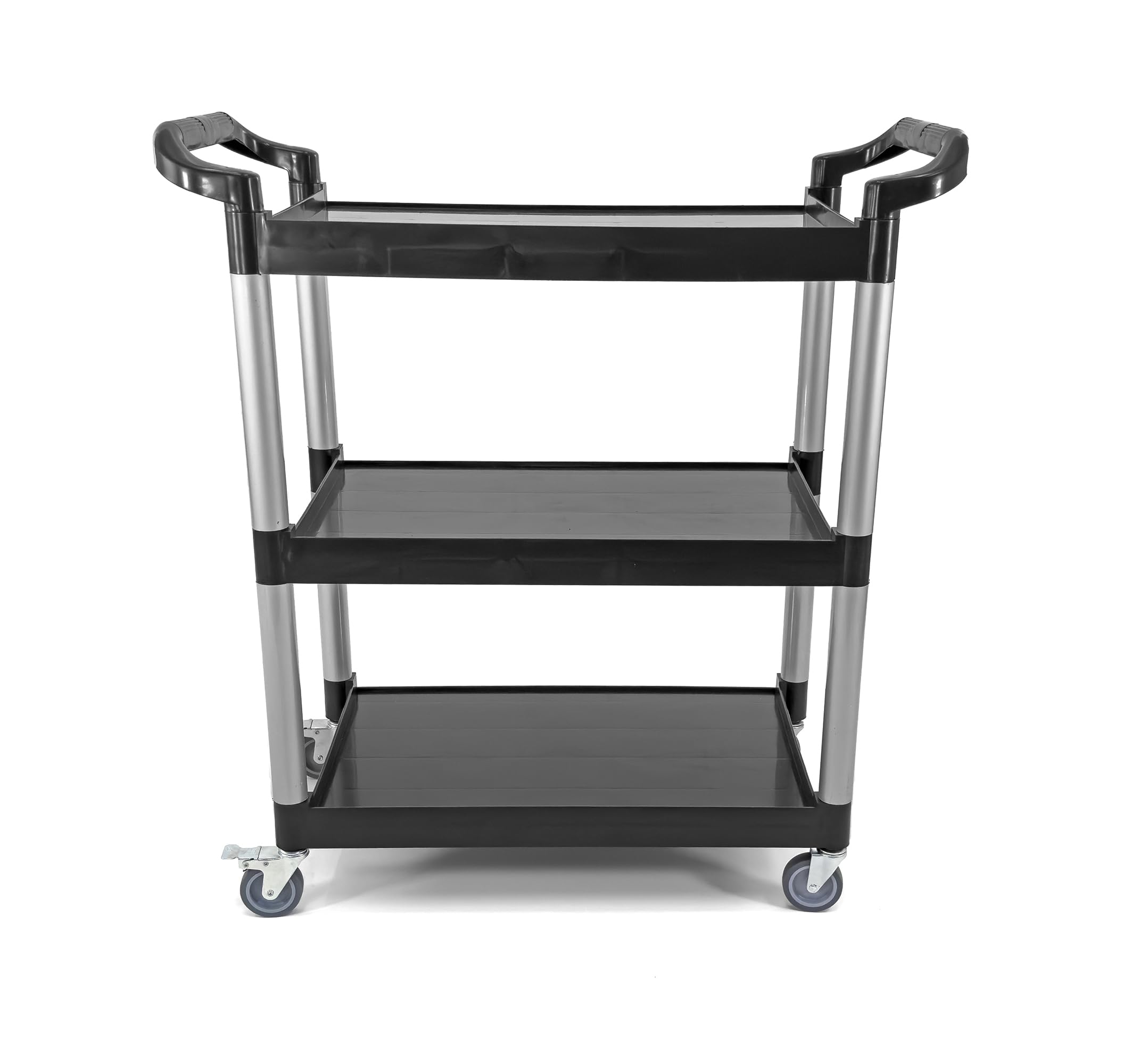 Commercial 3-Shelf Rolling Service Utility Cart | Capacity 450 lbs. | 37" x 33" x 16" | Black