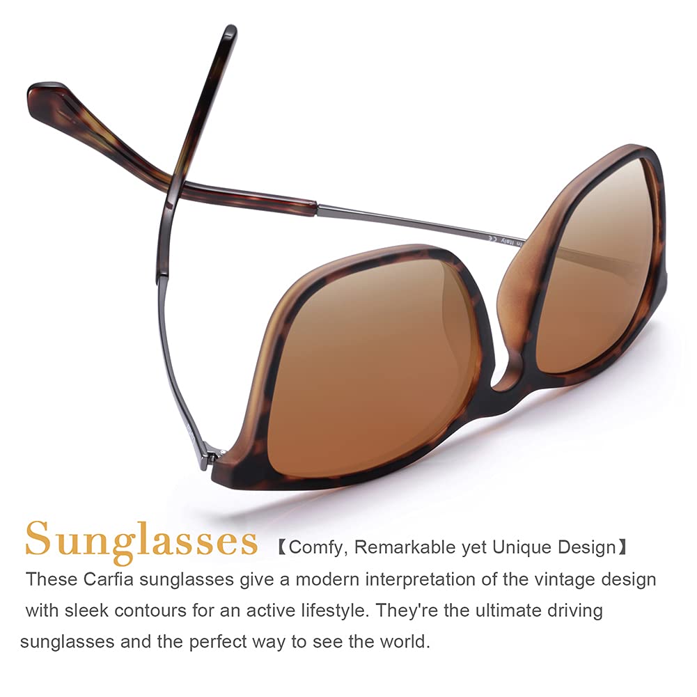 CARFIA Classic Square Polarized Sunglasses for Men UV Protection Driving Fishing Golf Outdoors Sun Glasses