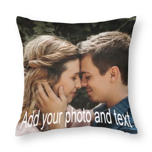 jemite Custom Pillows with Picture Personalized Pillow with Photo, Personalized Gifts for Birthday Christmas Halloween Fathers Mothers Valentines Day (2 PCS)