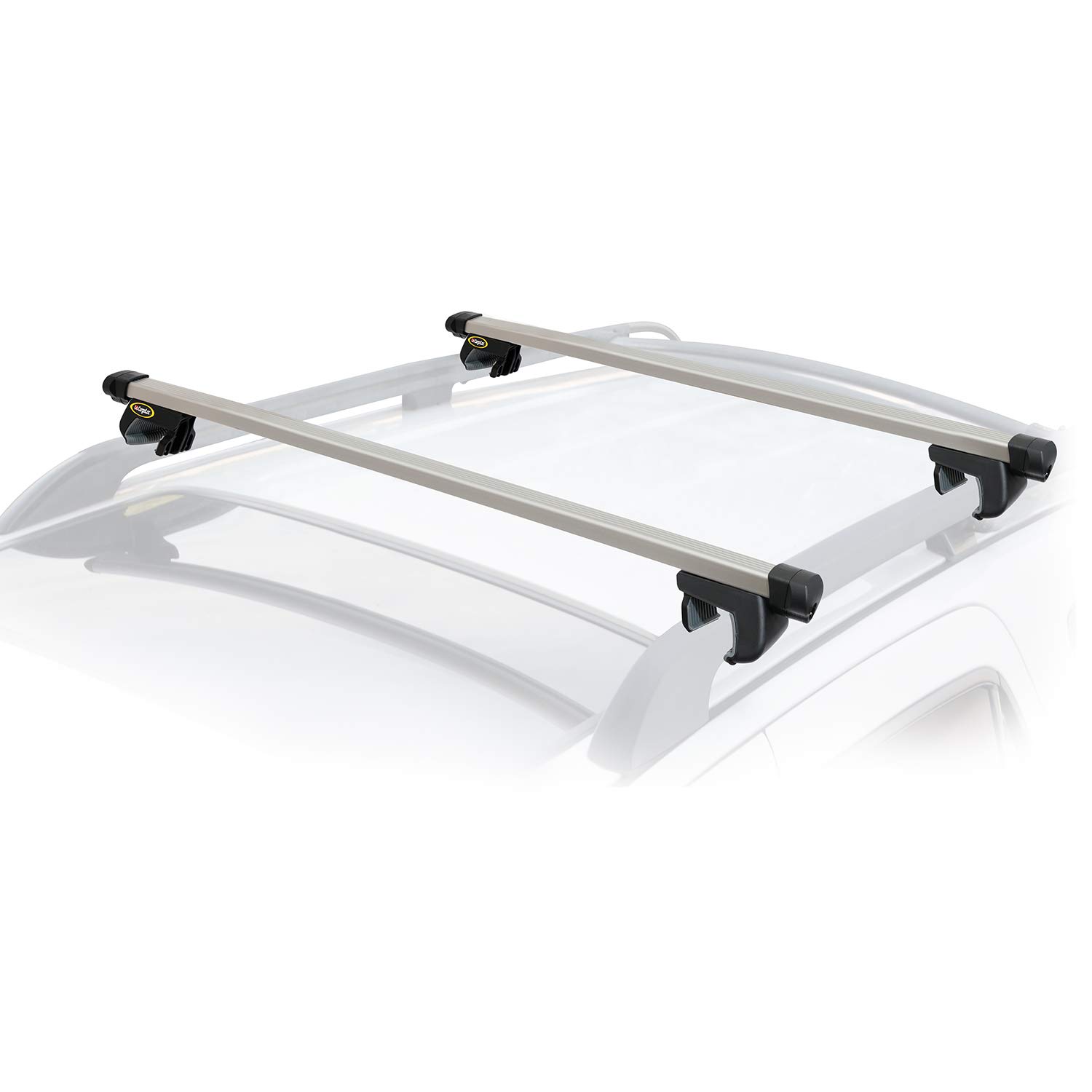CargoLoc 2-Piece 52" Aluminum Roof Top Cross Bar Set – Fits Maximum 46” Span Across Existing Raised Side Rails with Gap – Features Keyed Locking Mechanism, Silver