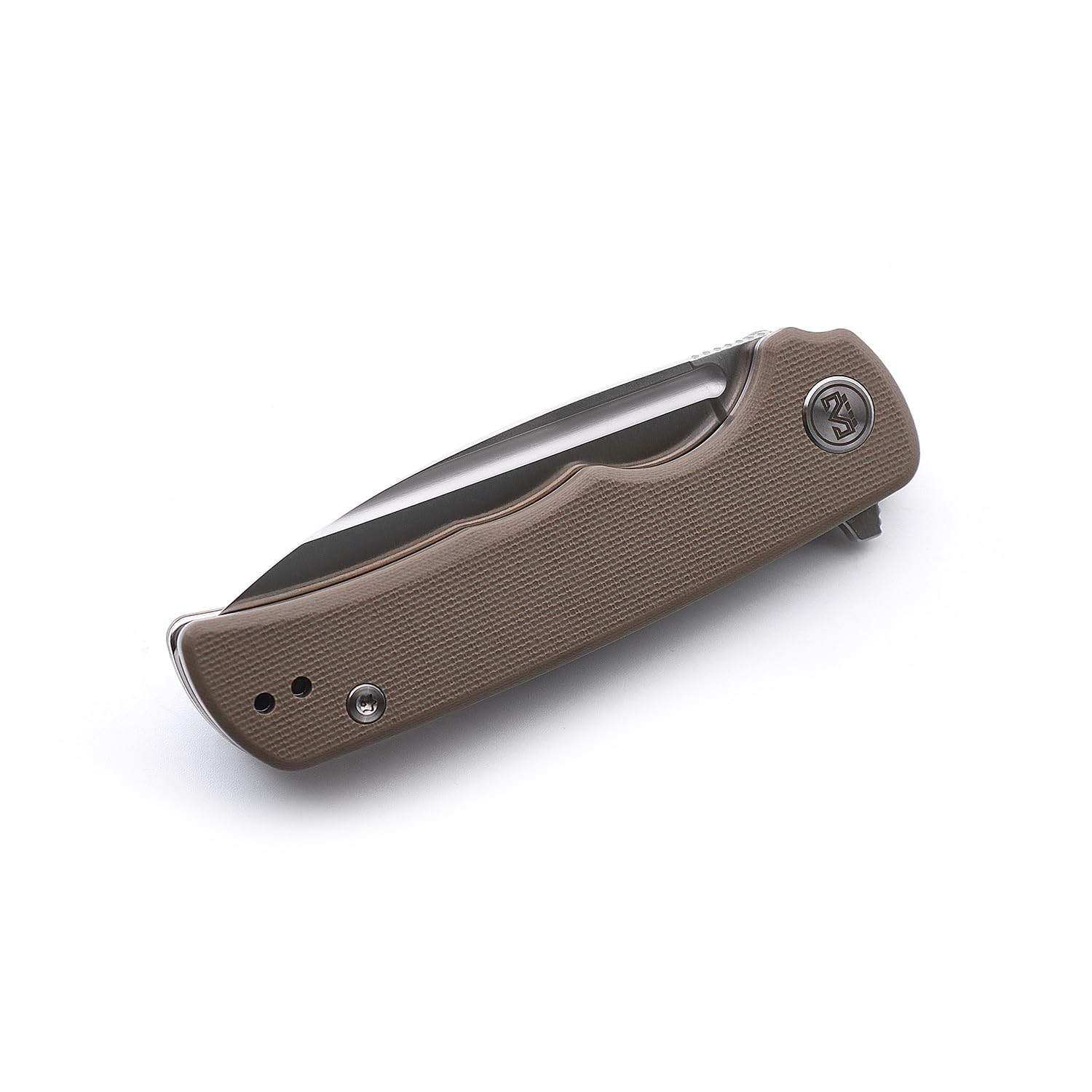 Miguron Knives M Talism Flipper Folding Knife 3.01" Satin D2 Blade Tan G10 Handle Pocket Knife MGR-810TN