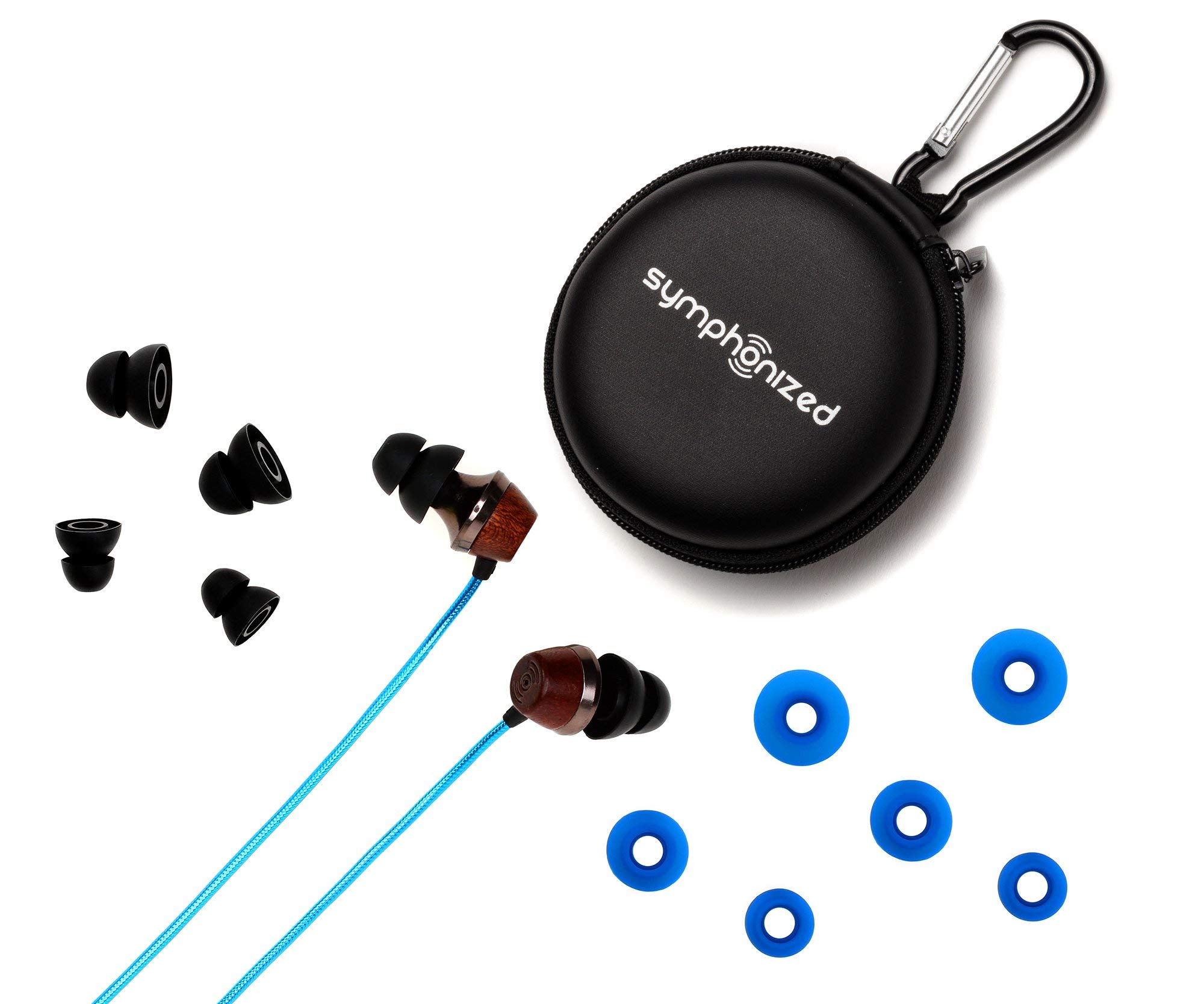 Symphonized ALN 2.0 Premium Genuine Wood In-ear Noise-isolating Headphones|Earbuds|Earphones with Innovative Shield Technology Cable and Mic (Metallic Blue)