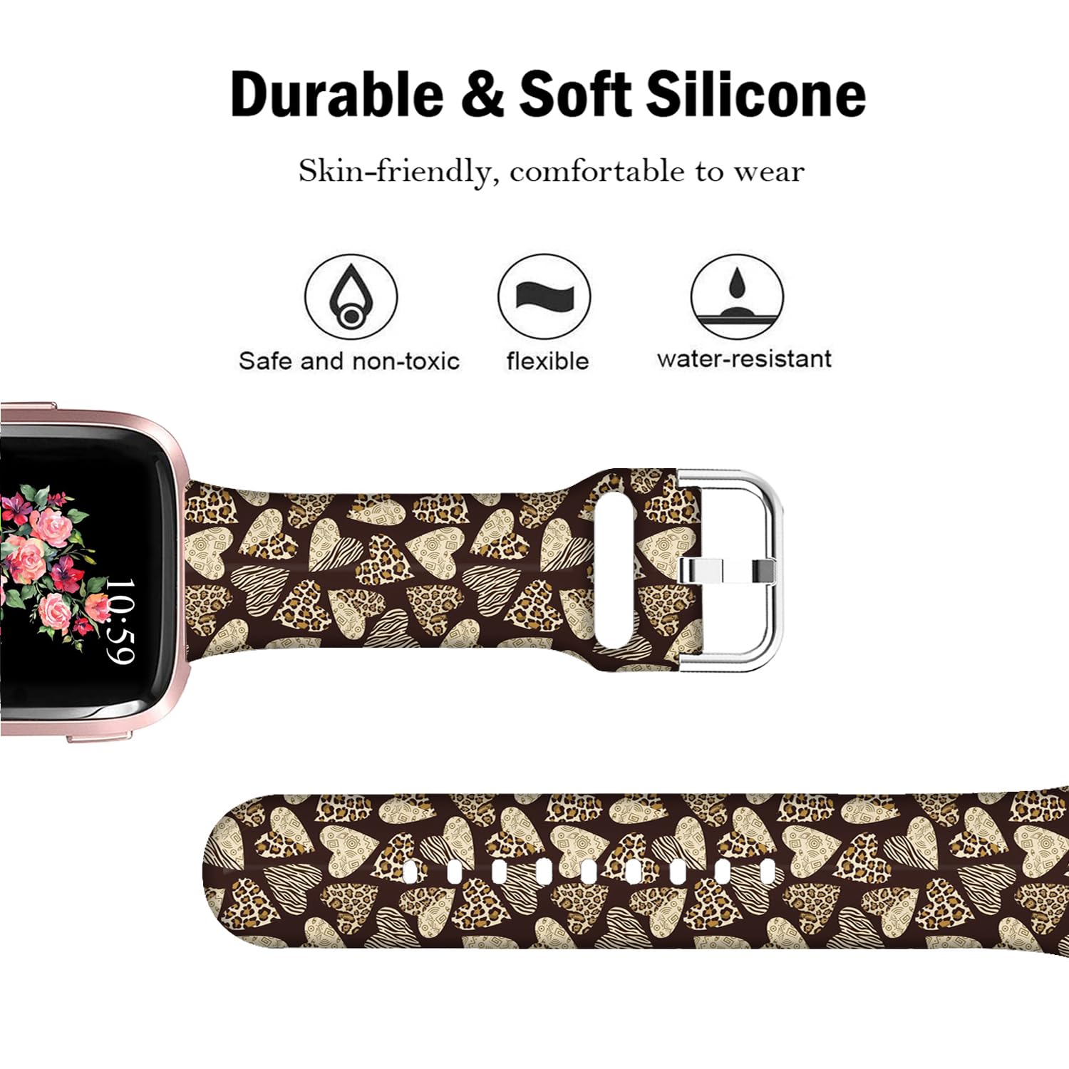 DOO UC Easter Design Floral Watch Bands Compatible with Fitbit Versa/Versa Lite/Versa Special for Men Women Girls, Funny Dog Paw Design Silicone Sport Strap Replacement for Fitbit Versa 2